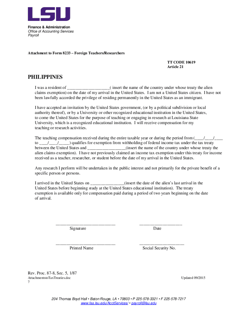 Fillable Online About Form 8233, Exemption From Withholding on ...