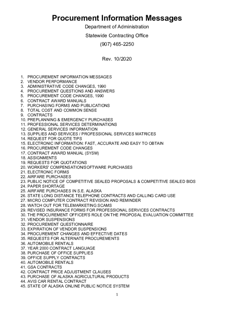 Fillable Online doa alaska Procurement Information Messages - Home ...