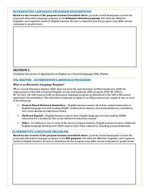 Fillable Online Alternative Language Program and Recruiting Activities ...