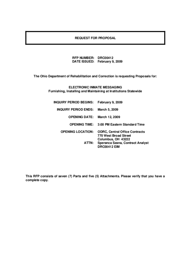 Fillable Online procure ohio Request For Proposal - Ohio Department of Rehabilitation and ...