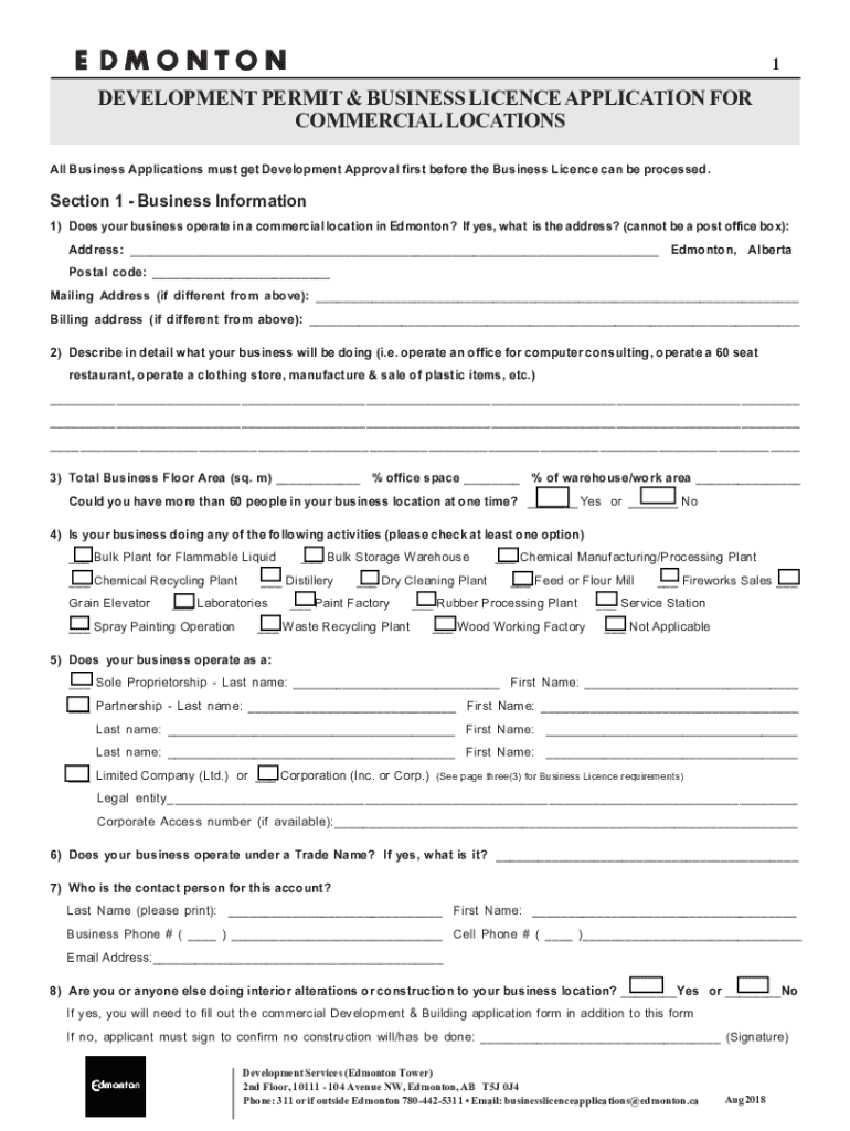 Fillable Online DEVELOPMENT PERMIT & BUSINESS LICENCE APPLICATION Fax ...