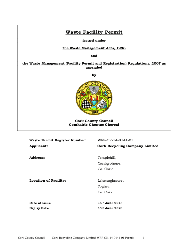Fillable Online Waste Facility Permit Issued under Waste Management Act ... Fax Email Print ...