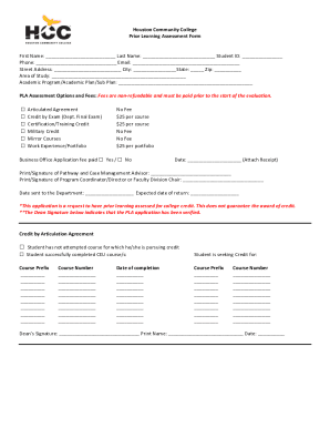 Fillable Online Houston Community College Prior Learning Assessment ...