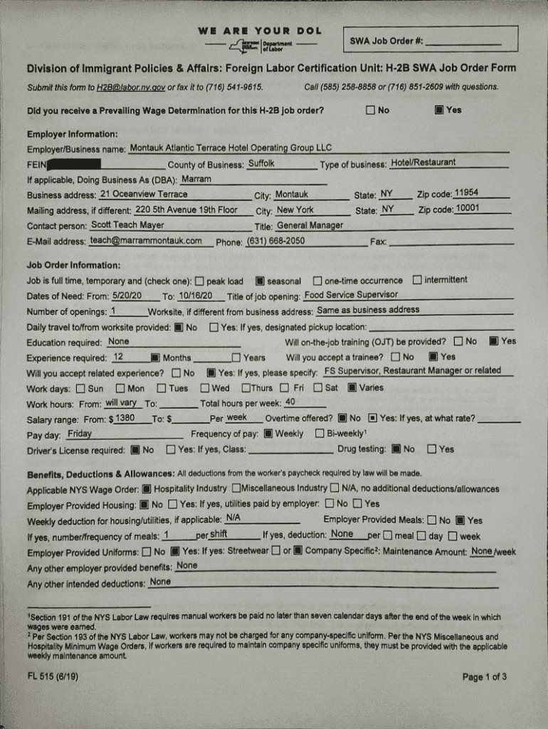 Fillable Online Division of Immigrant Policies & Affairs: Foreign Labor ...