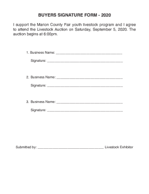 Fillable Online BUYERS SIGNATURE FORM - 2020 Fax Email Print - pdfFiller