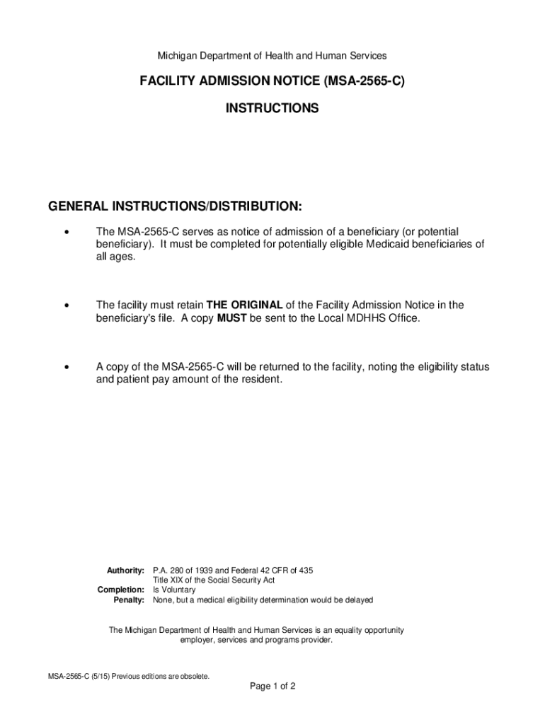 2015-2025 Form MI MSA-2565-C Fill Online, Printable, Fillable, Blank ...