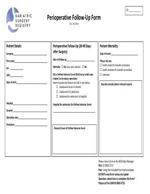Fillable Online Perioperative Follow-Up Form Fax Email Print - pdfFiller