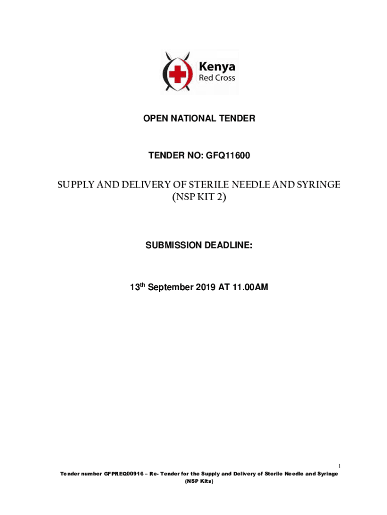 Fillable Online Standard Tendering Documents - Kenya Red Cross Fax Email Print - pdfFiller