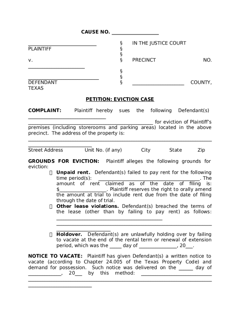 EVICTION PETITION COVER PAGE - Aransas County, Texas - gato-docs its ...