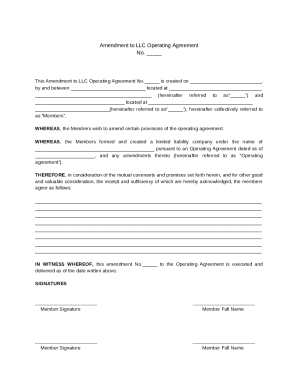 Amendment to LLC Operating Agreement Doc Template | pdfFiller
