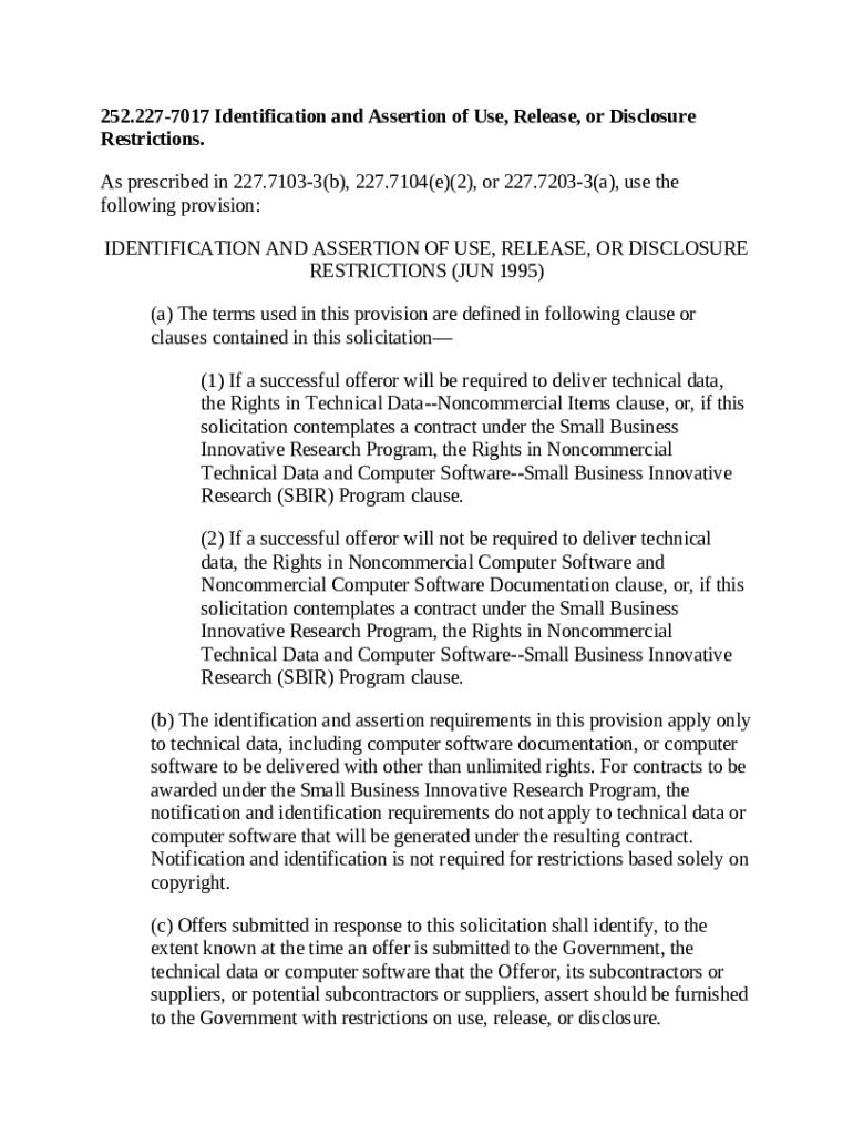 dfars 252 227 7017 Doc Template | pdfFiller