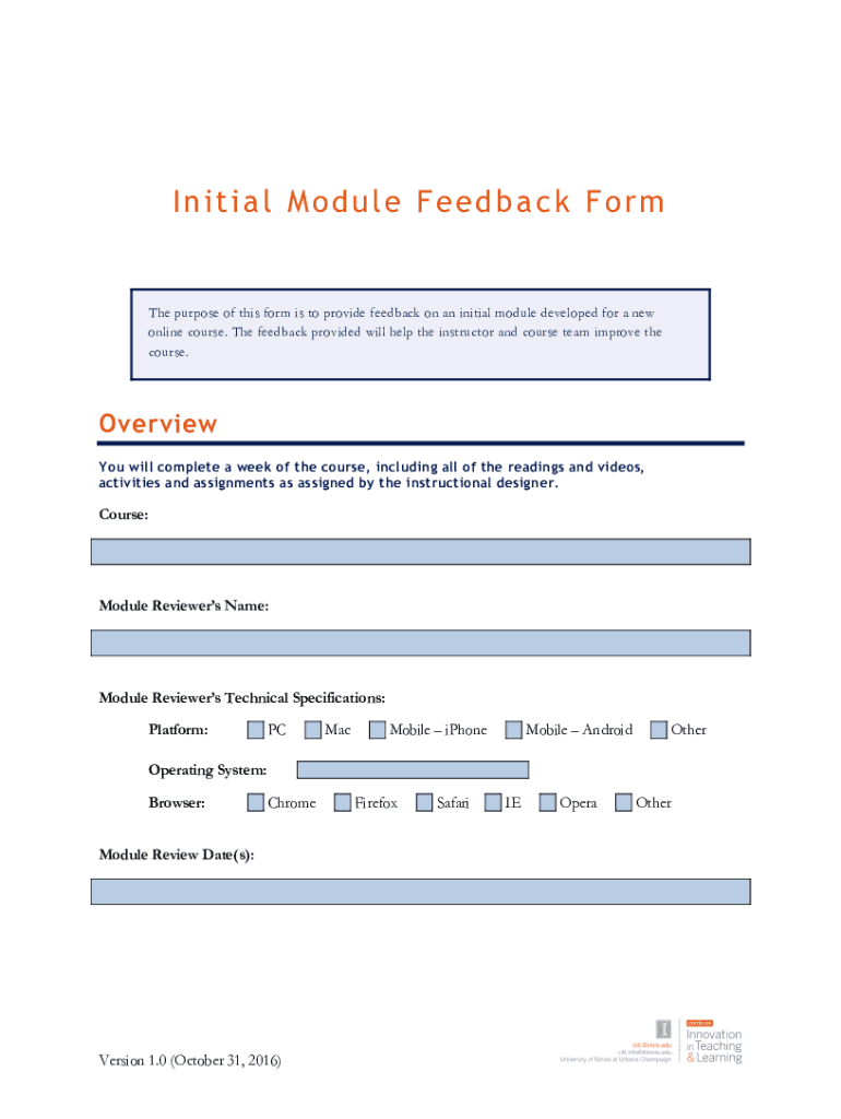 Fillable Online Initial Module Feedback Form.pdf - IDEALSIllinois Fax ...
