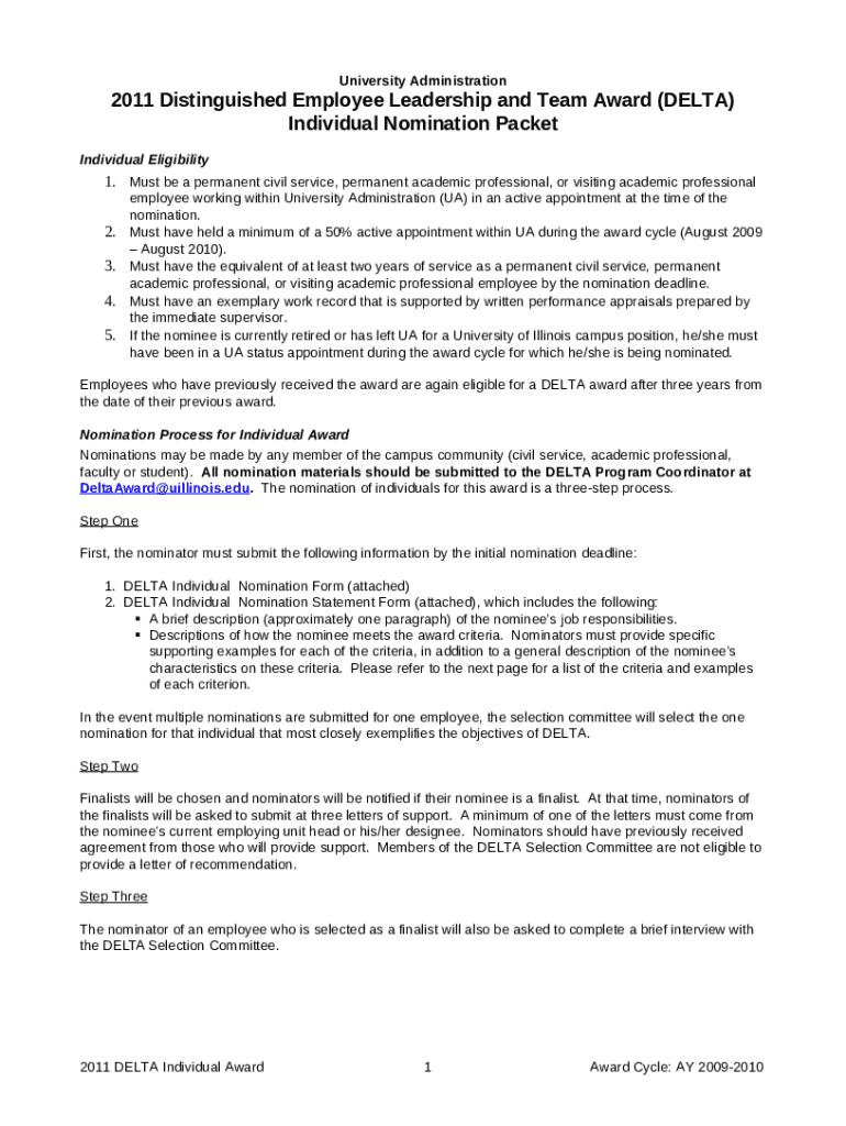 University Administration Distinguished Staff Award Procedures Doc ...