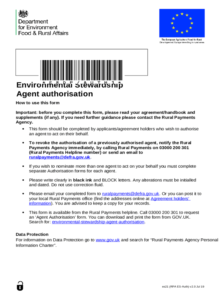 Environmental Stewardship - Agent authorisation - Gov.uk Doc Template ...