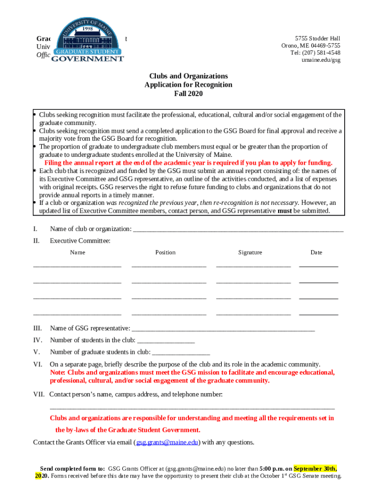 Graduate Student Government Doc Template | pdfFiller