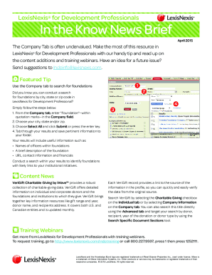 Fillable Online LexisNexis for Development Professionals In the Know ...