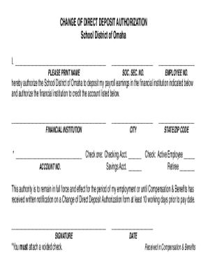 Fillable Online Direct Deposit Form. Direct Deposit of payroll Fax ...
