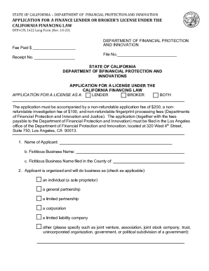 Fillable Online About California Financing LawThe Department of ...