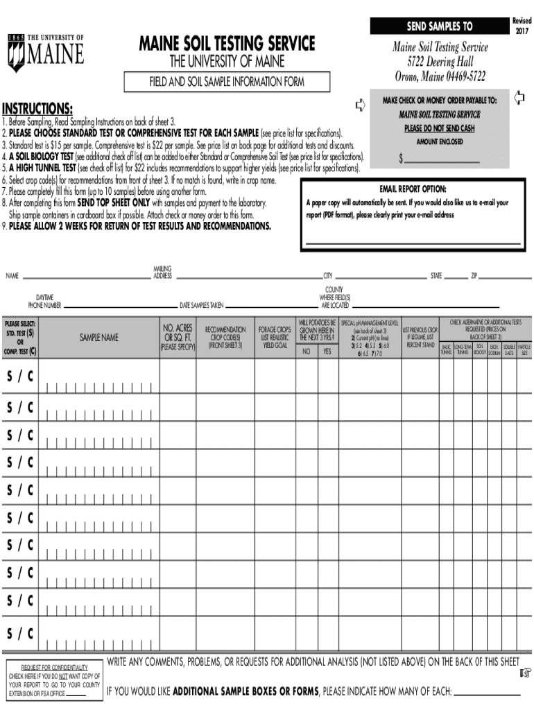 Fillable Online 512910-Soil Test Form REV.qxp65887-soil test form Fax ...