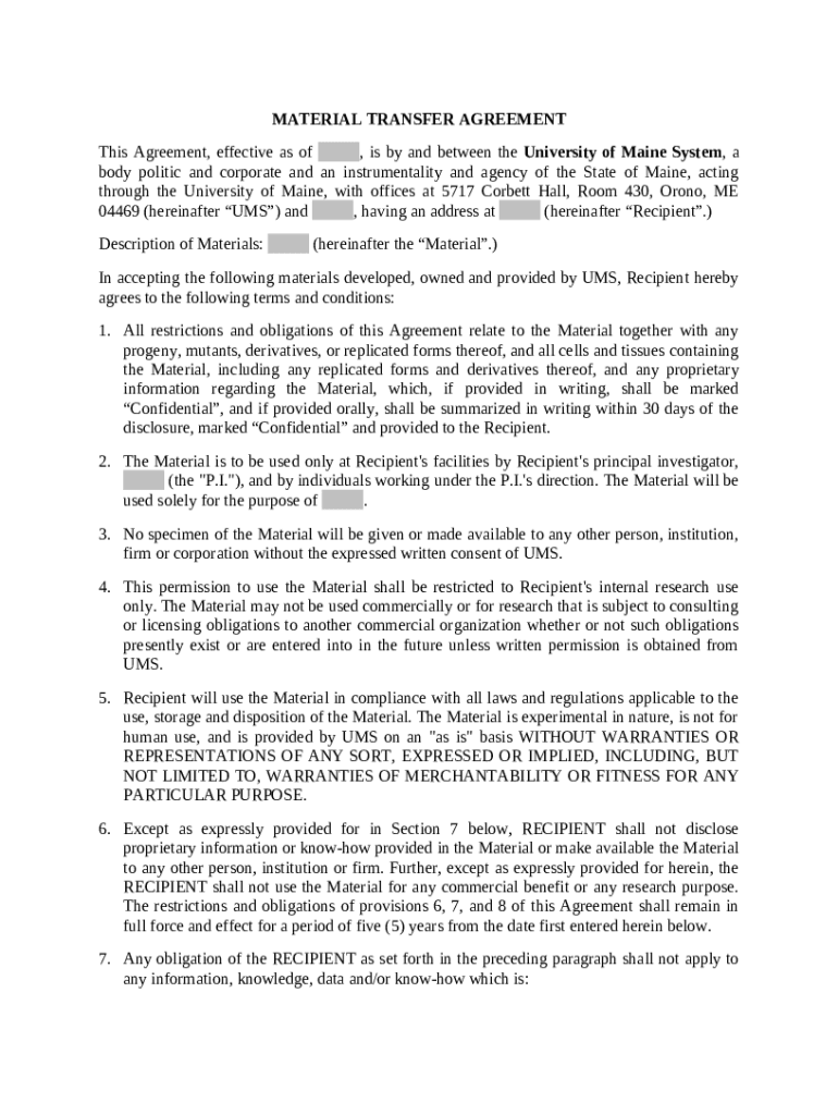 Material Transfer Agreement GuidanceDuke School of Medicine Doc ...