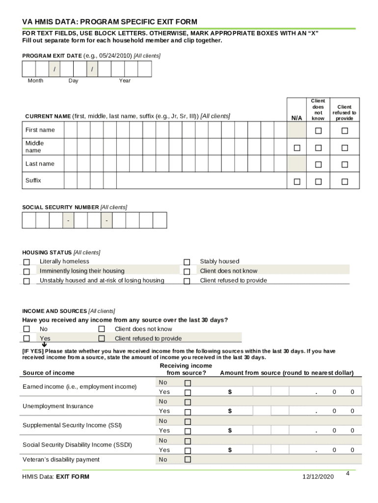 HPRP HMIS Data Collection: INTAKE - VA.gov Home Doc Template | pdfFiller