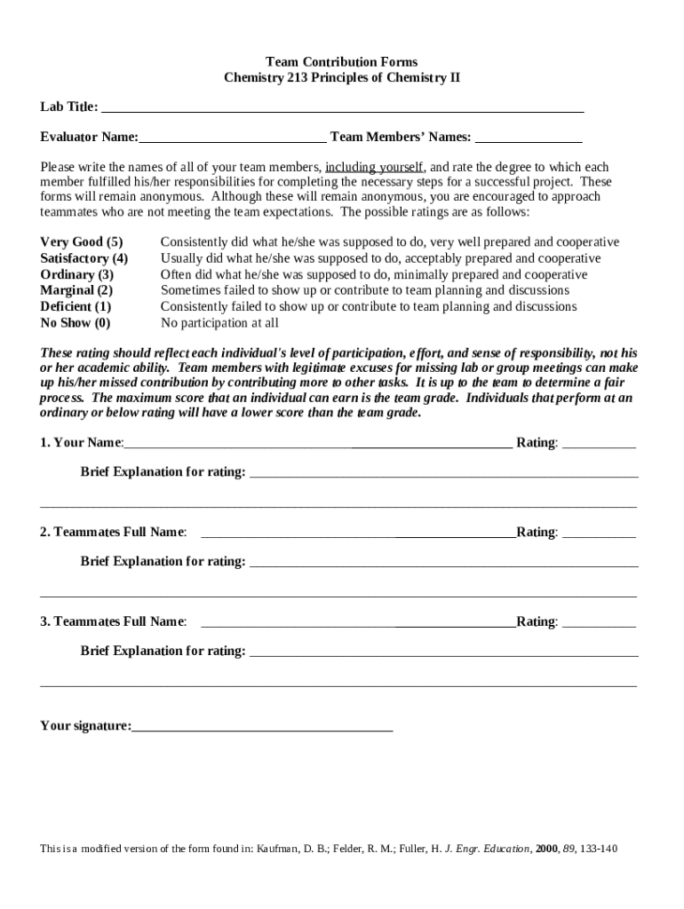 Team Contribution S Technology Course1 Winona Doc Template PdfFiller