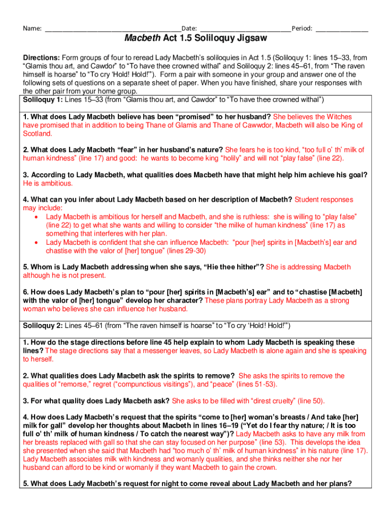 Fillable Online macbeth act 1 5 soliloquy jigsaw Fax Email Print ...