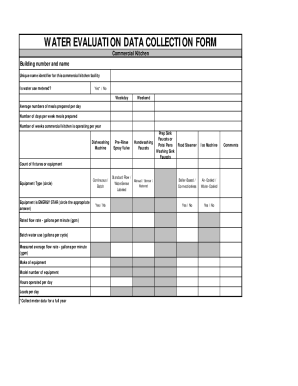 Fillable Online Water Evaluation Data Collection Form for Commercial ...