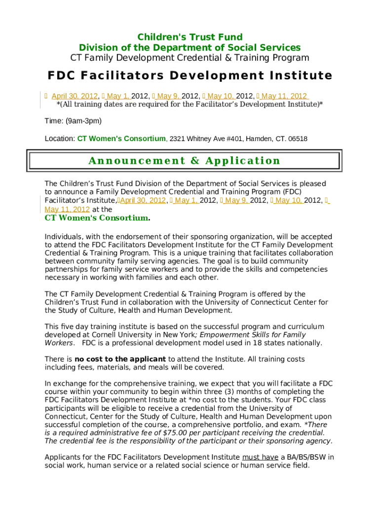CT Family Development Credential and Training Program Doc Template ...