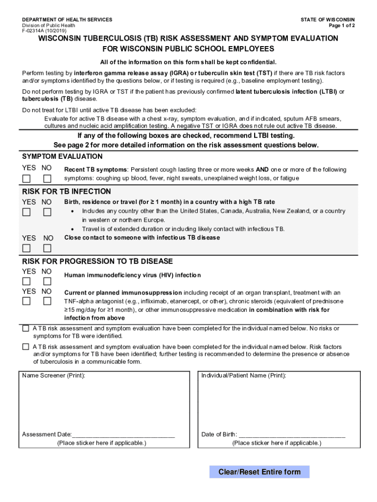 Fillable Online dpi wi Wisconsin Tuberculosis (TB) - Wisconsin ...