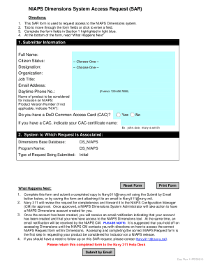 Fillable Online NIAPS Dimensions System Access Request (SAR) Form ...