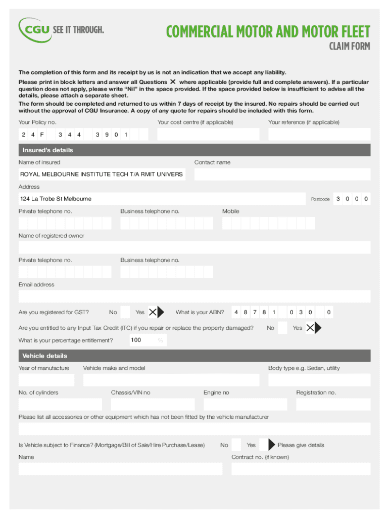 Fillable Online 2701640914GD1458v2FINAL. Commercial Motor & Motor Fleet ...