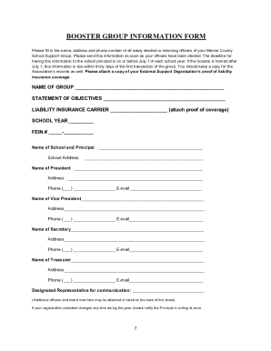 Fillable Online BOOSTER GROUP INFORMATION FORM - Mercer Home Fax Email ...