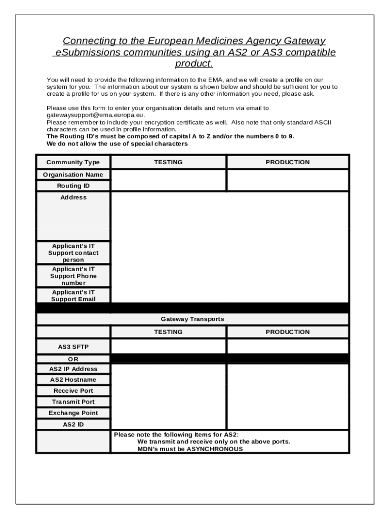 Applicant Connection - esubmission.ema.europa.eu Doc Template | pdfFiller