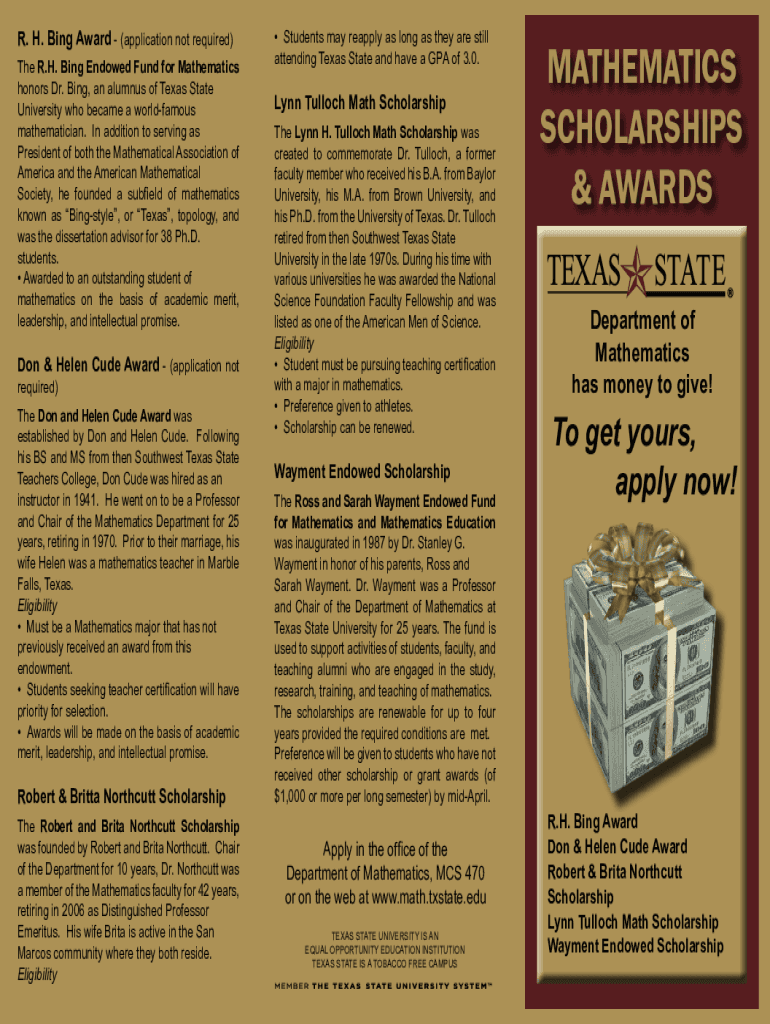 Fillable Online gato-docs its txstate The R.H. Bing Endowed Fund for ...