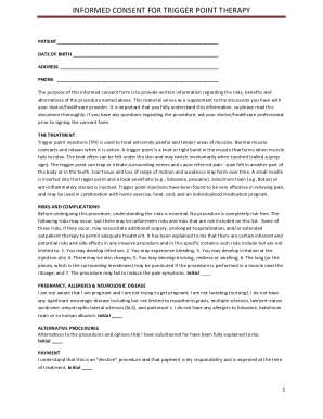 Fillable Online INFORMED CONSENT FOR TRIGGER POINT THERAPY Fax Email ...