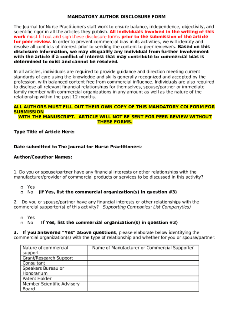 NPA FACULTY DISCLOSURE Doc Template | pdfFiller