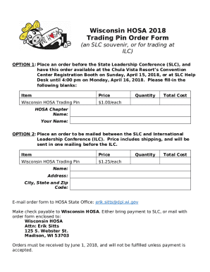 WI HOSA ILC Trading Pin Order - Wisconsin Department of ... - dpi wi ...