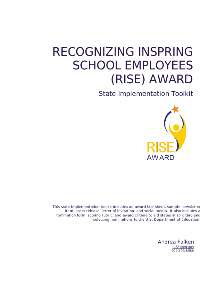 Recognizing Inspirational School Employees (RISE) award. tate ...