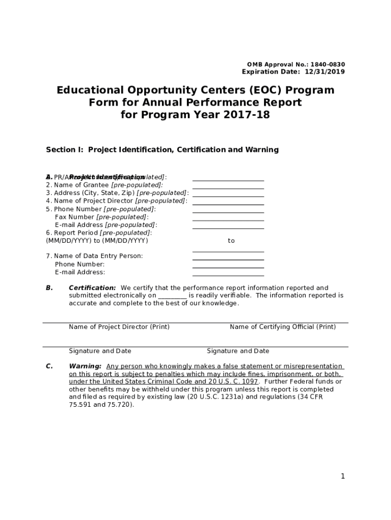 2014-15 Annual Perance Report under the EOC Program (MS Word) - www2 ed Doc Template | pdfFiller