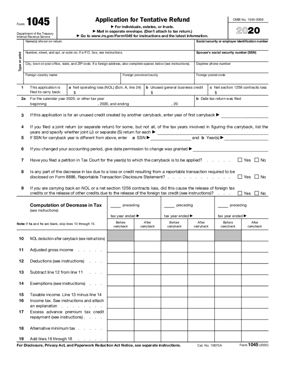 Turbotax Nol Carryback Fill Online Printable Fillable Blank Form