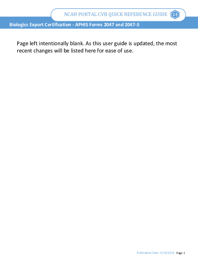 Fillable Online Biologics Export Certification - APHIS Form 2047 and ...