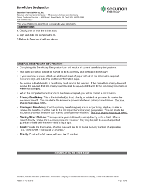 Fillable Online Securian Life Beneficiary Designation - SIUE Fax Email ...