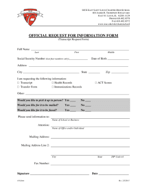 Fillable Online official request for information form - SIUE Fax Email ...