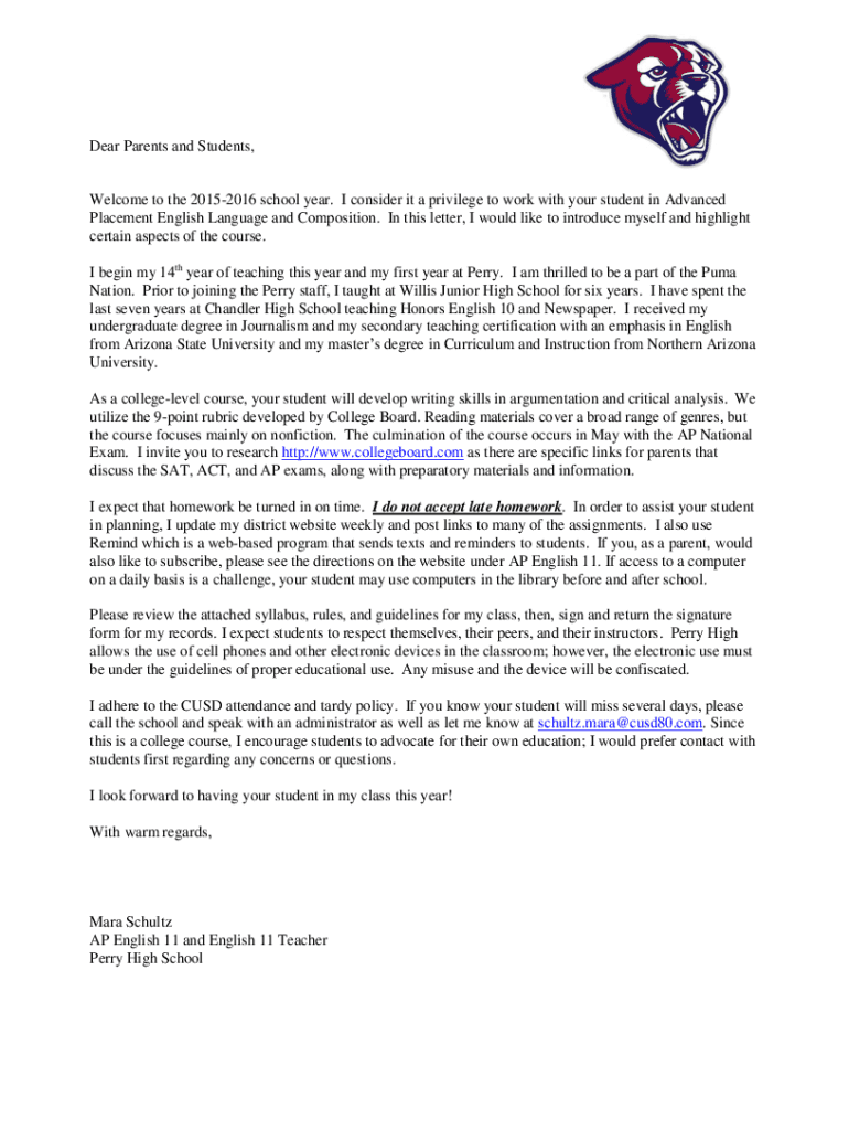 Fillable Online I consider it a privilege to work with your student in Advanced Fax Email Print ...