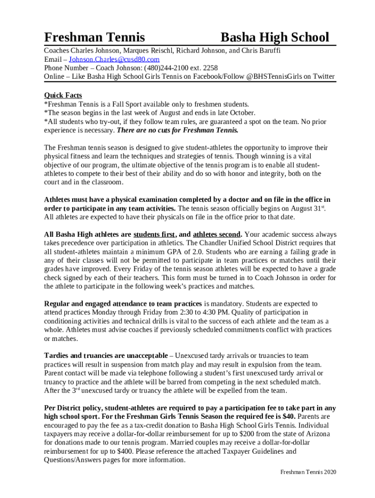 DOC Freshman Tennis Basha High School - Chandler Unified School ... Doc ...