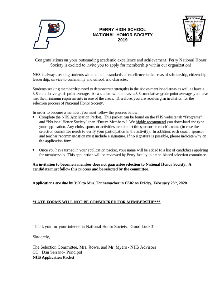 NHS Application 2020 Doc Template | pdfFiller