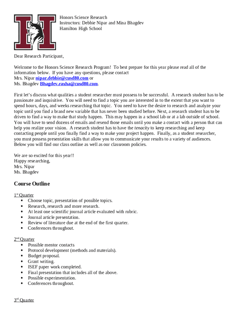 Honors Science Research Doc Template | pdfFiller