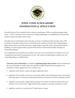 Fillable Online jewel lewis scholarship information & application ...