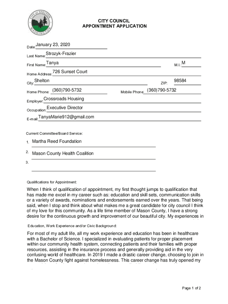 Fillable Online City Council Applications.pdf Fax Email Print - pdfFiller
